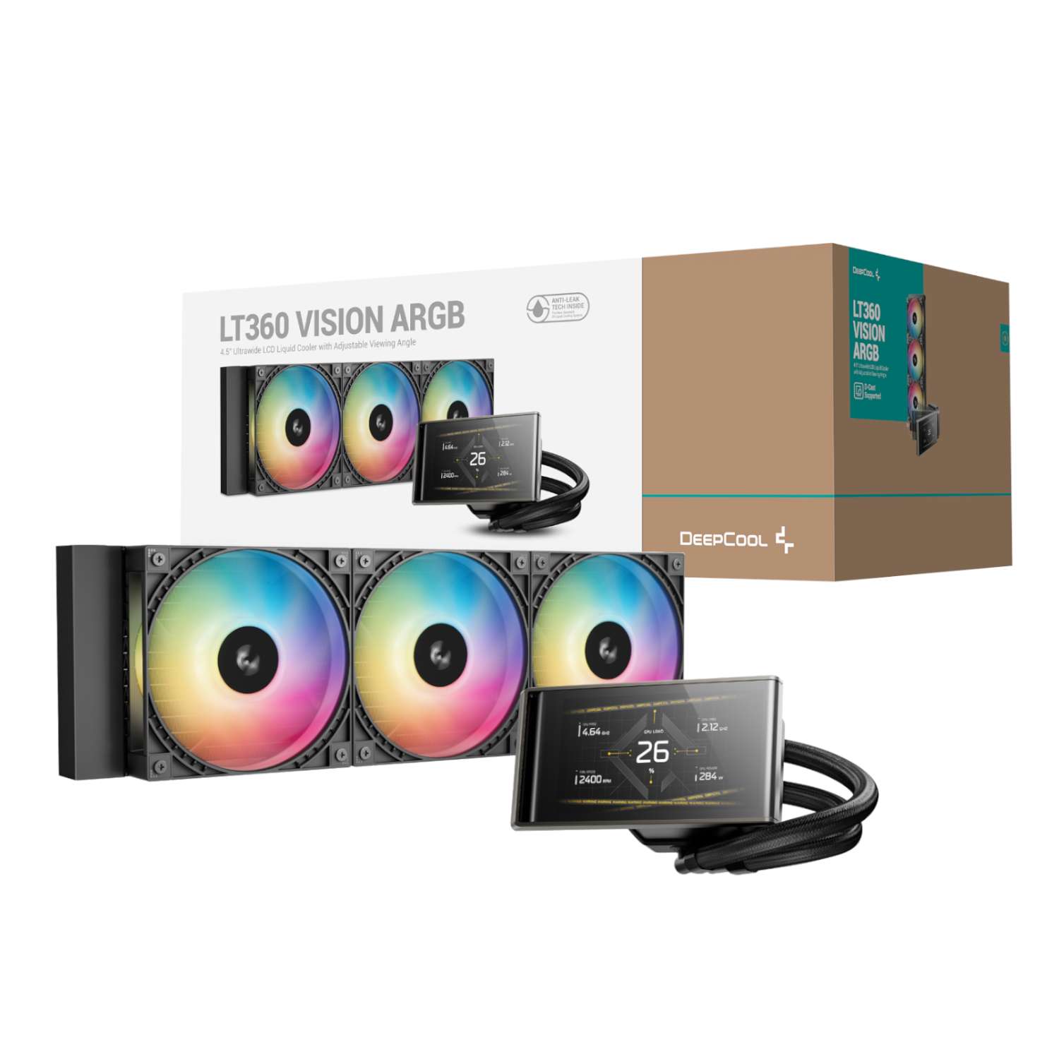 DeepCool LT360 VISION ARGB 4.5" LCD All-in-one CPU Liquid Cooler ...